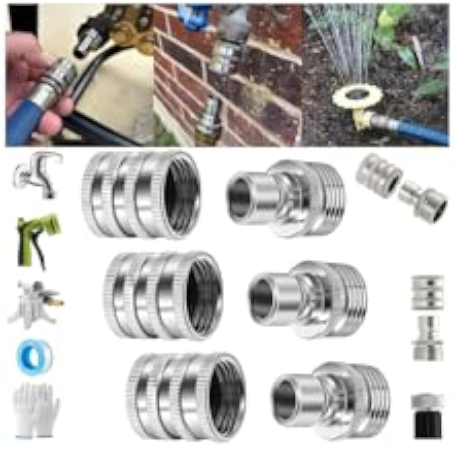 Gradientis color Heavy-Duty Stainless Steel Garden Hose Quick Connect ...