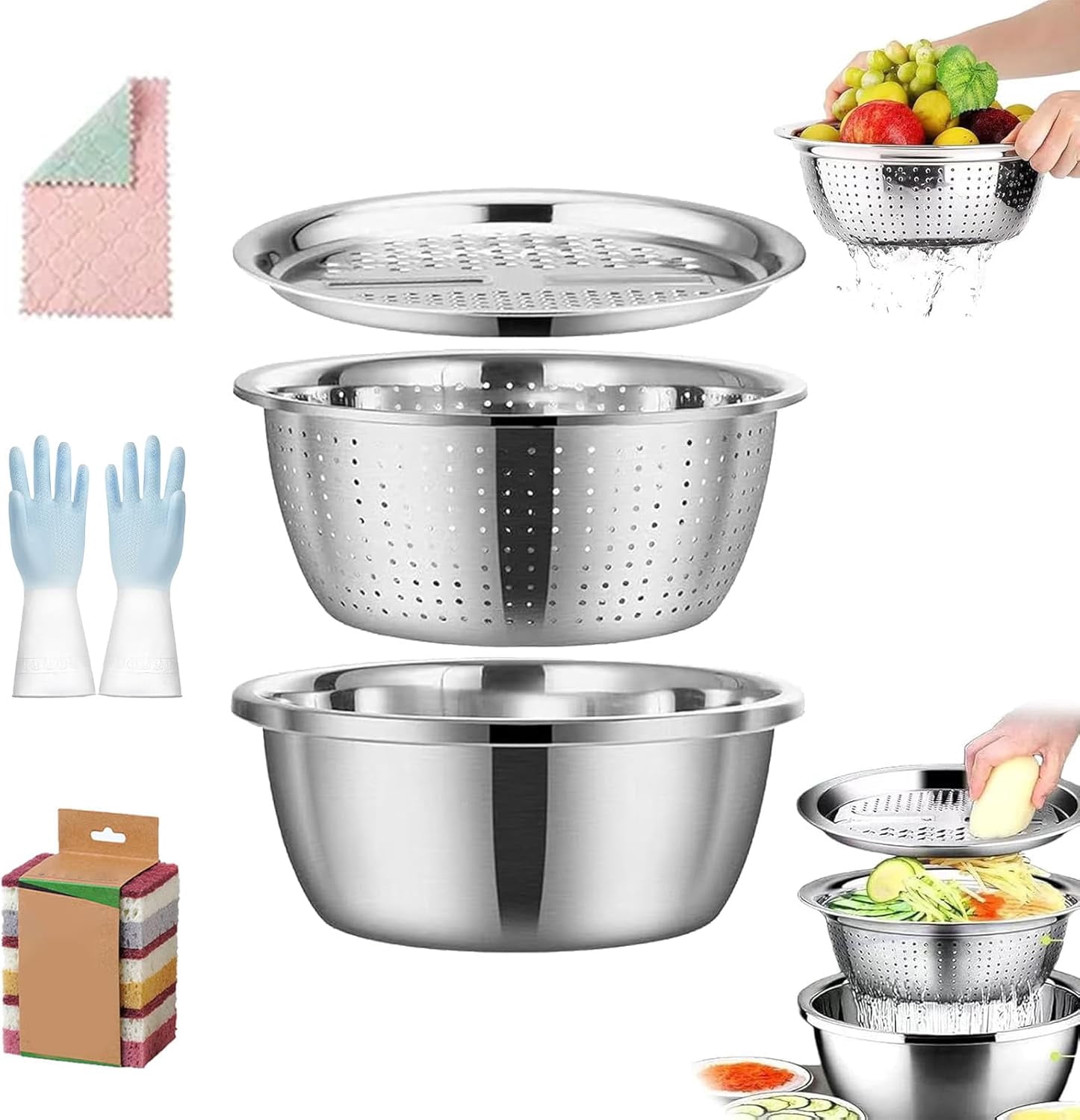 Gradientiscolor Germany Multifunctional Stainless Steel Basin, 3 In 1 ...