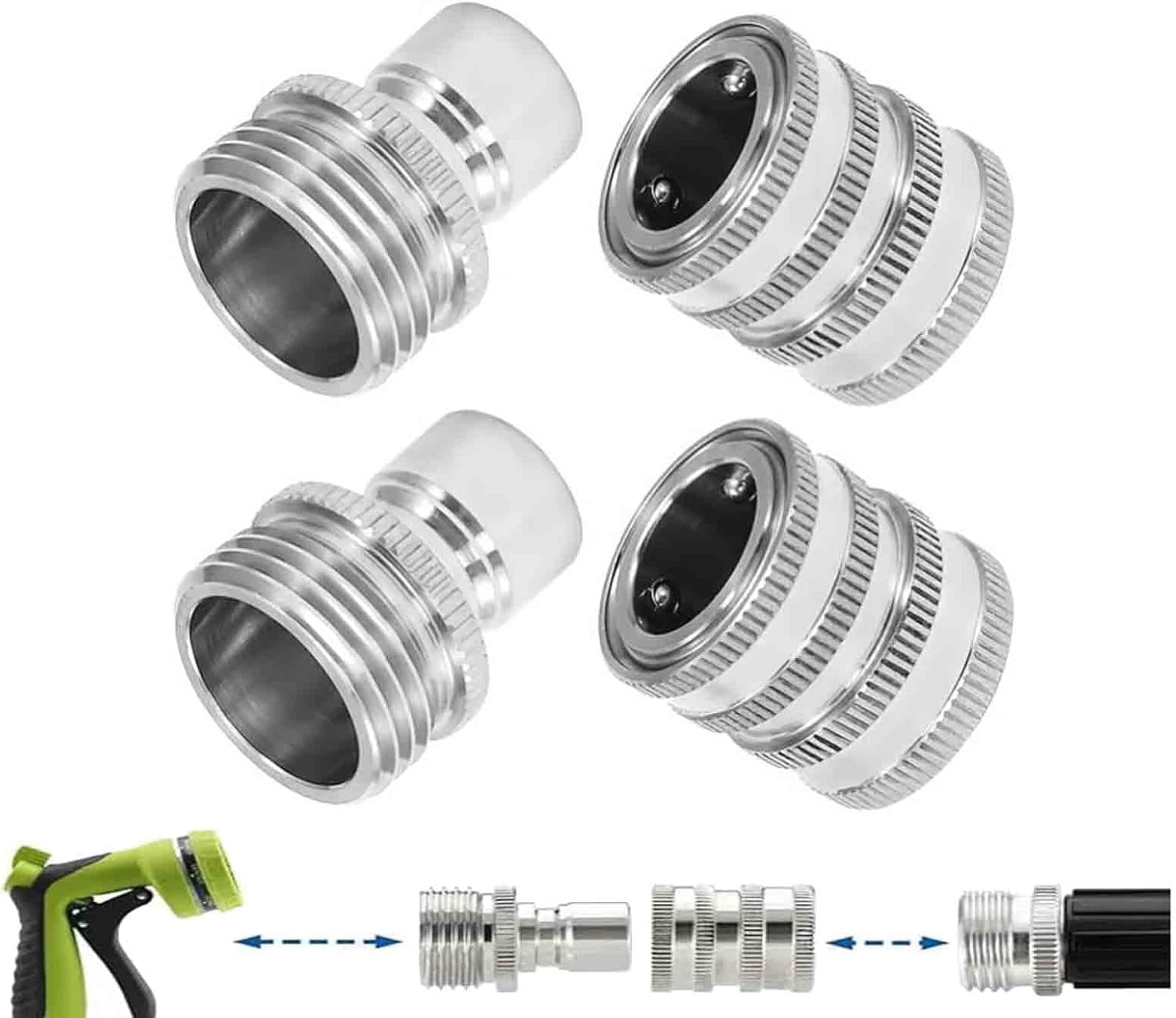 Gradientiscolor Stainless Steel Garden Hose Quick Connect Fittings Set ...
