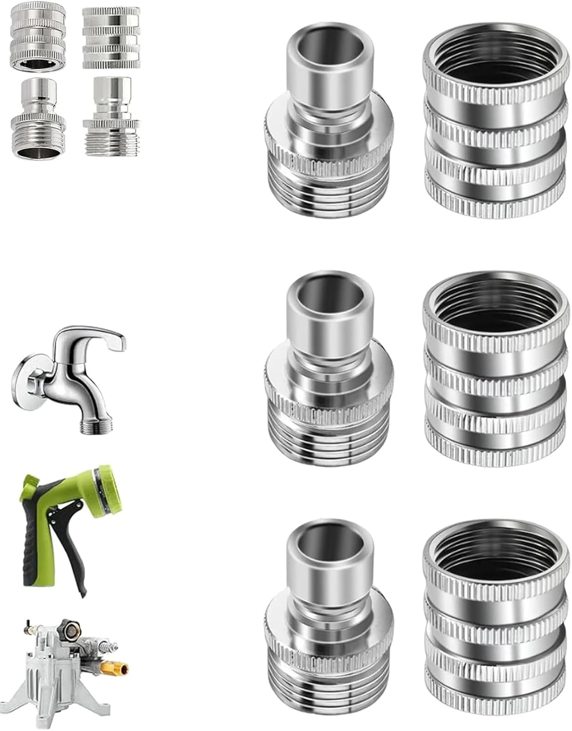 Gradientiscolor Stainless Steel Garden Hose Quick Connect Fittings Set ...