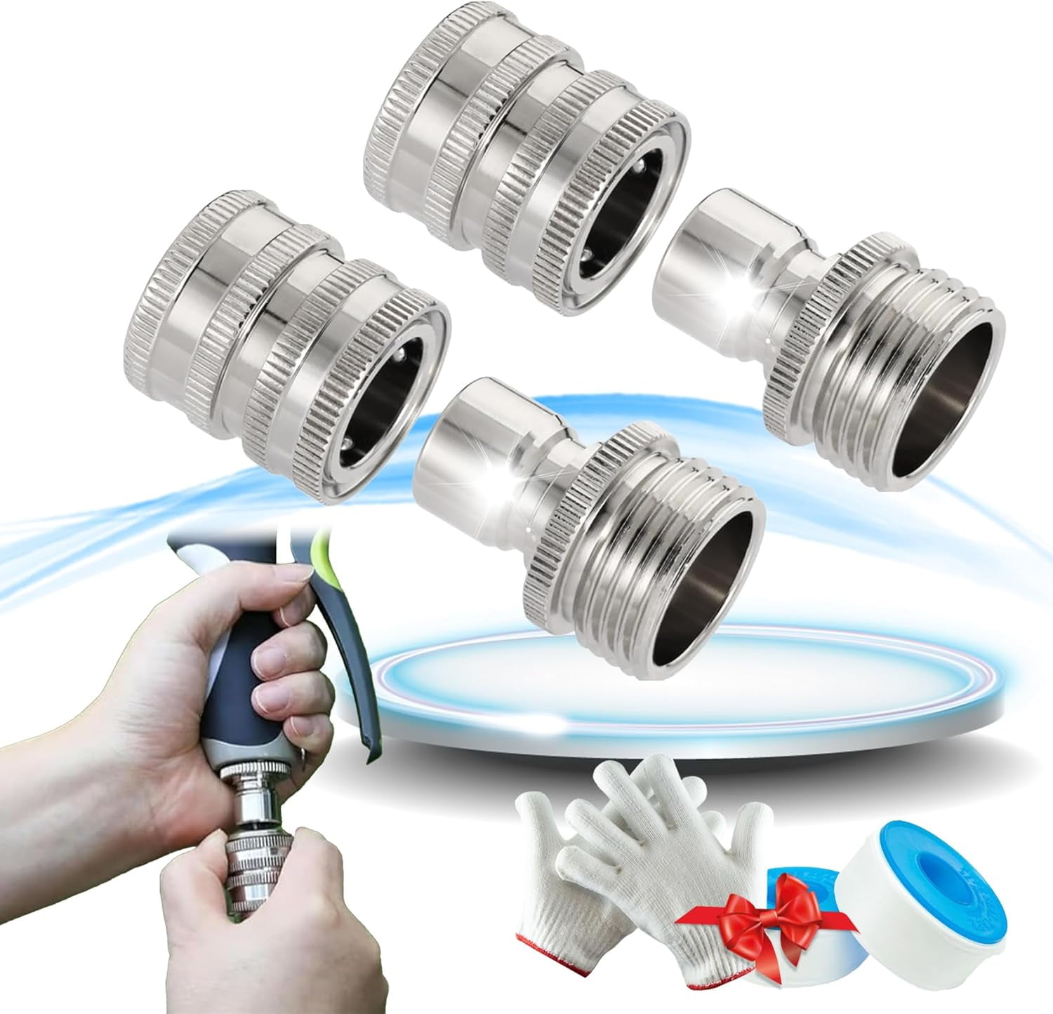 Gradientiscolor Stainless Steel Garden Hose Quick Connect Fittings Set ...