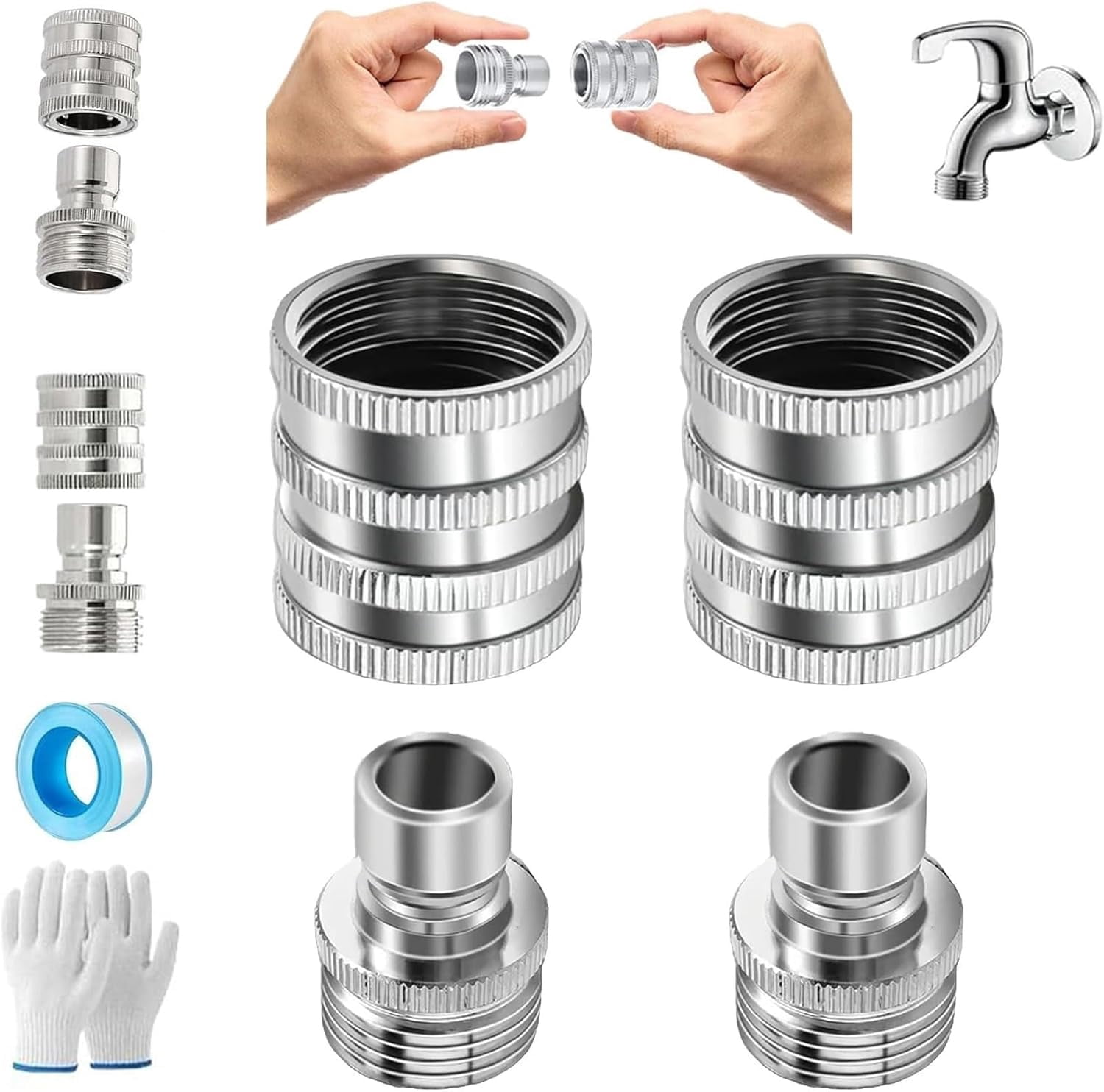 Gradientiscolor Stainless Steel Garden Hose Quick Connect Fittings Set ...