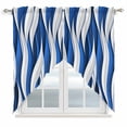 Gradients Blue White Waves Swag Curtain Valance for Window 2 Panels ...
