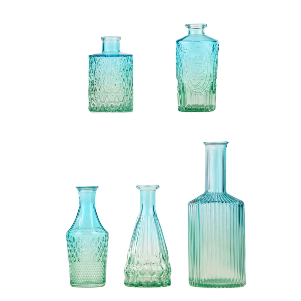 Gradients Embossed Glass Mini Vases Set of 5 for Wedding Centerpieces ...