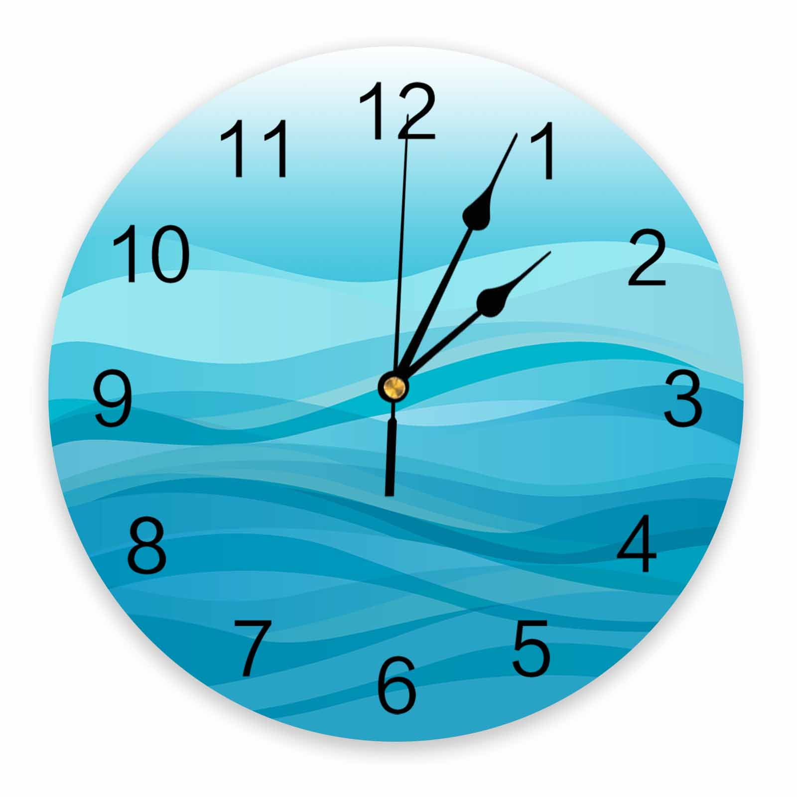 Gradit Water Ripple Blue Wall Clock Large Modern Kitch Dinning Round ...