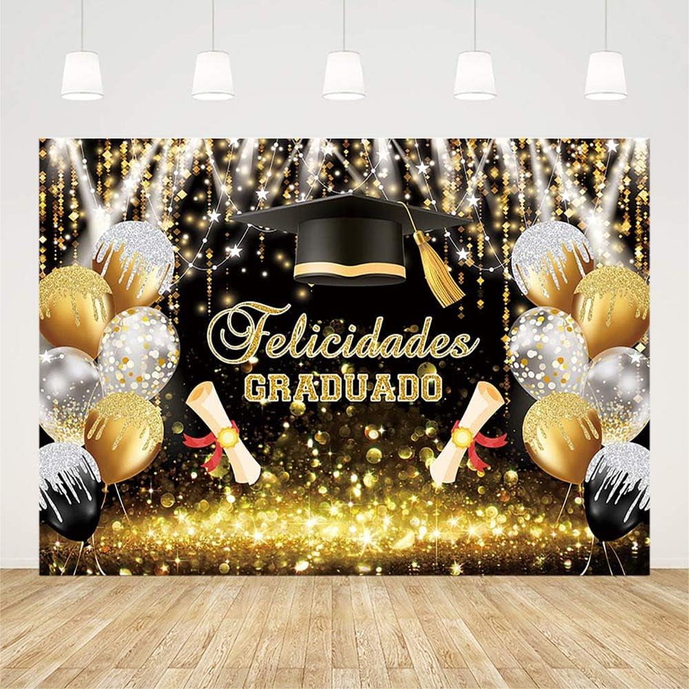 Graduado Backdrop Black and Gold Congrats Grad Class of 2025 ...