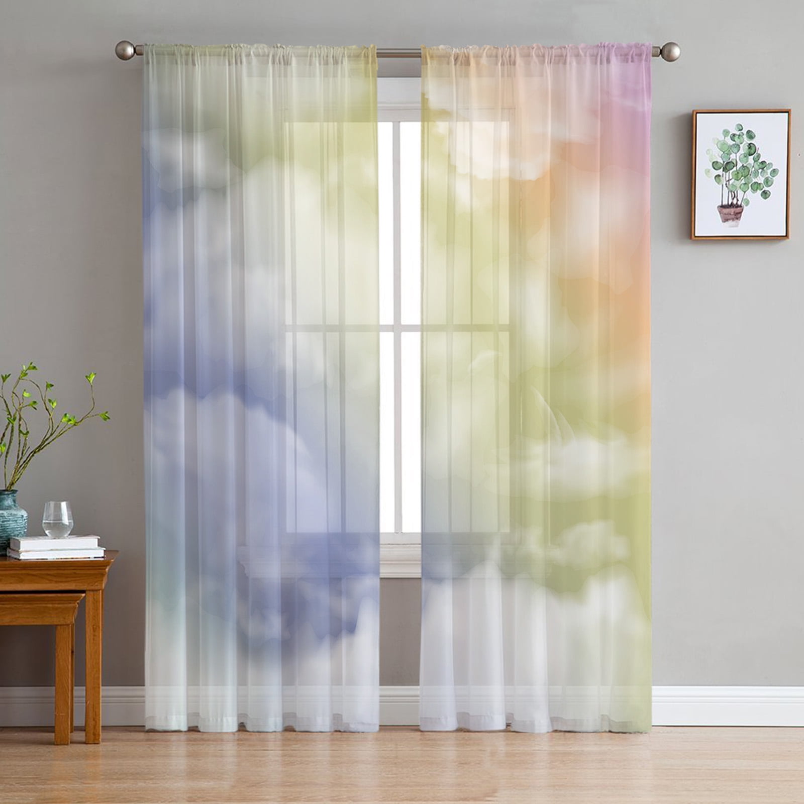 Gradual Abstract Clouds Sheer Curtains for Living Room ration Window ...