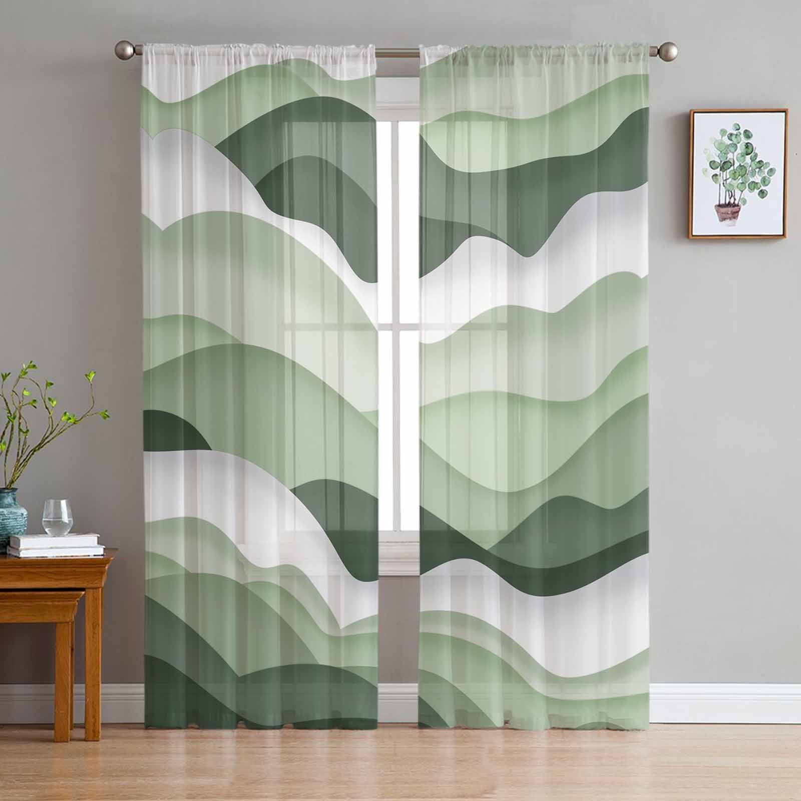 Gradual Changes In Ocean Waves Sheer Curtains for Kids Bedroom Living Room Voile Window Curtains ...