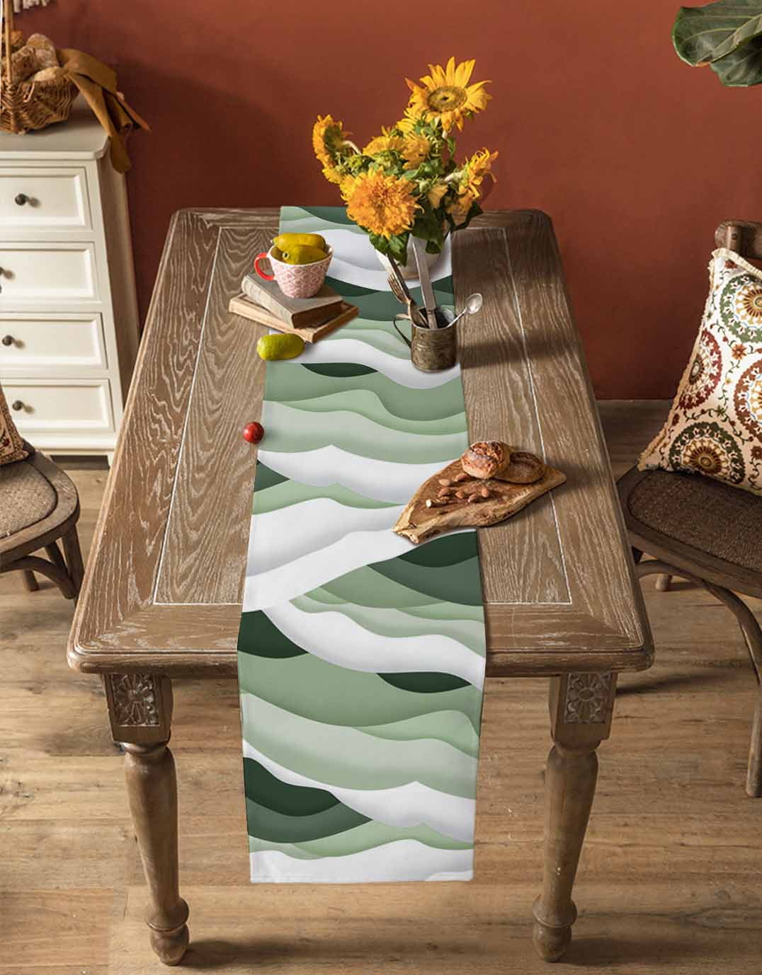 Gradual Gradient Of Ocean Waves Table Runner Cotton Linen Wedding Table ...