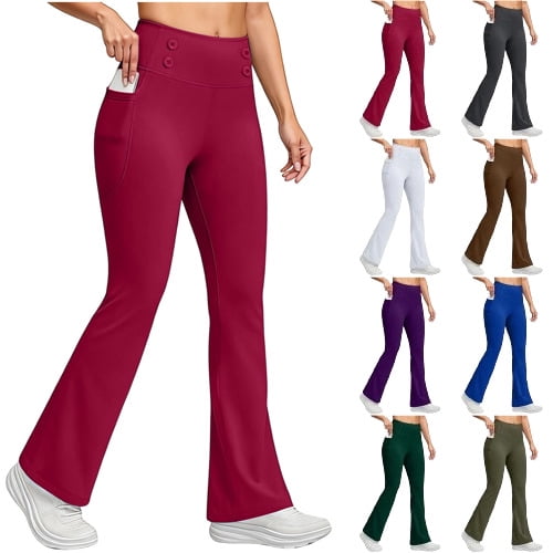 Gradual Women's Fleece Lined Pants High Waist Winter Thermal Warm Flare ...