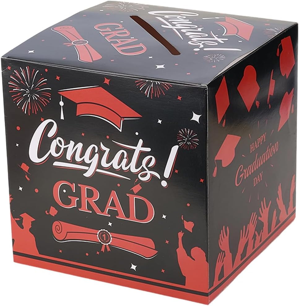 Graduate Card Box Congrats Grad Box Black Orange Square Hats Voting 3D ...
