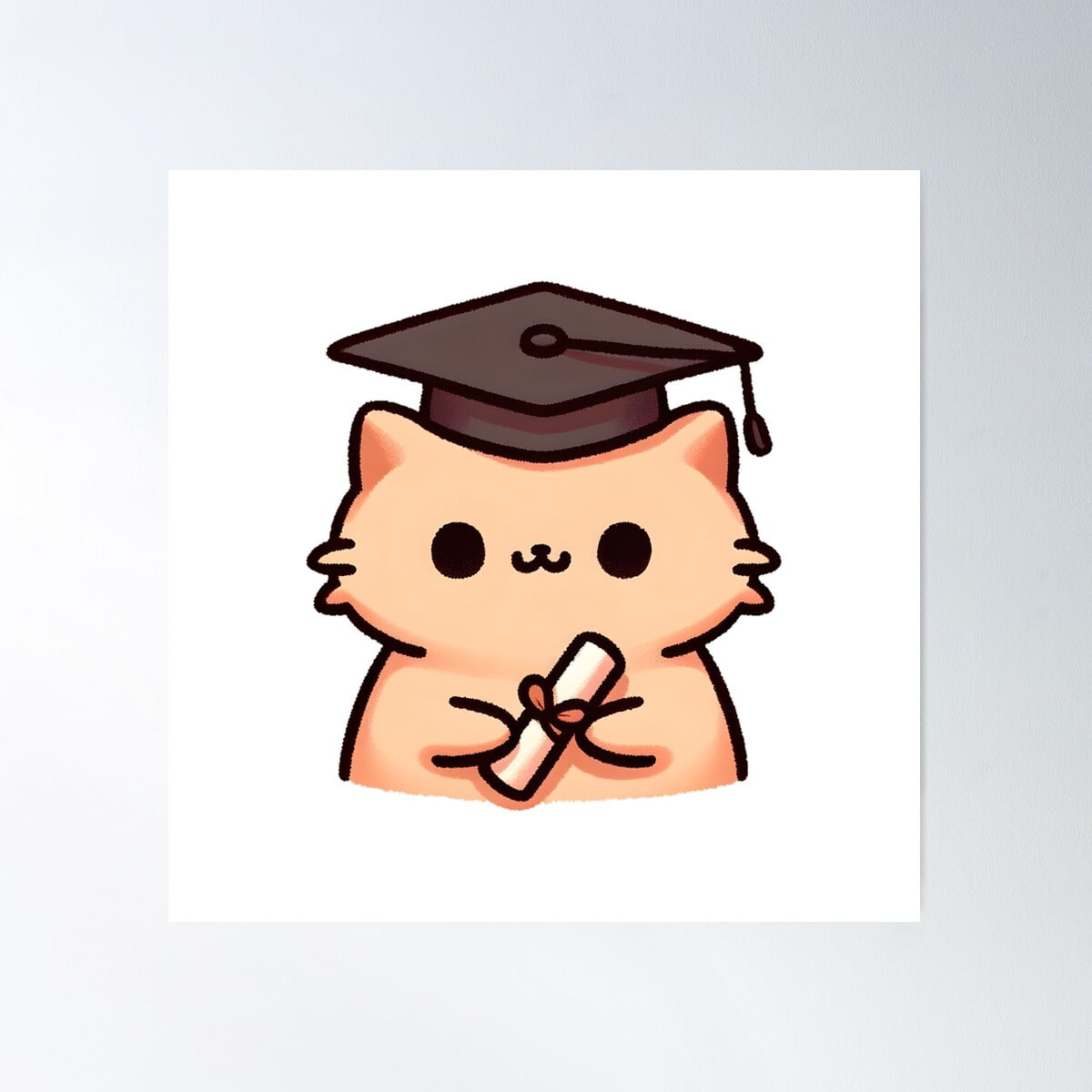 Graduate Cat With Diploma Poster Wall Art, Modern Wall Decor For Living ...