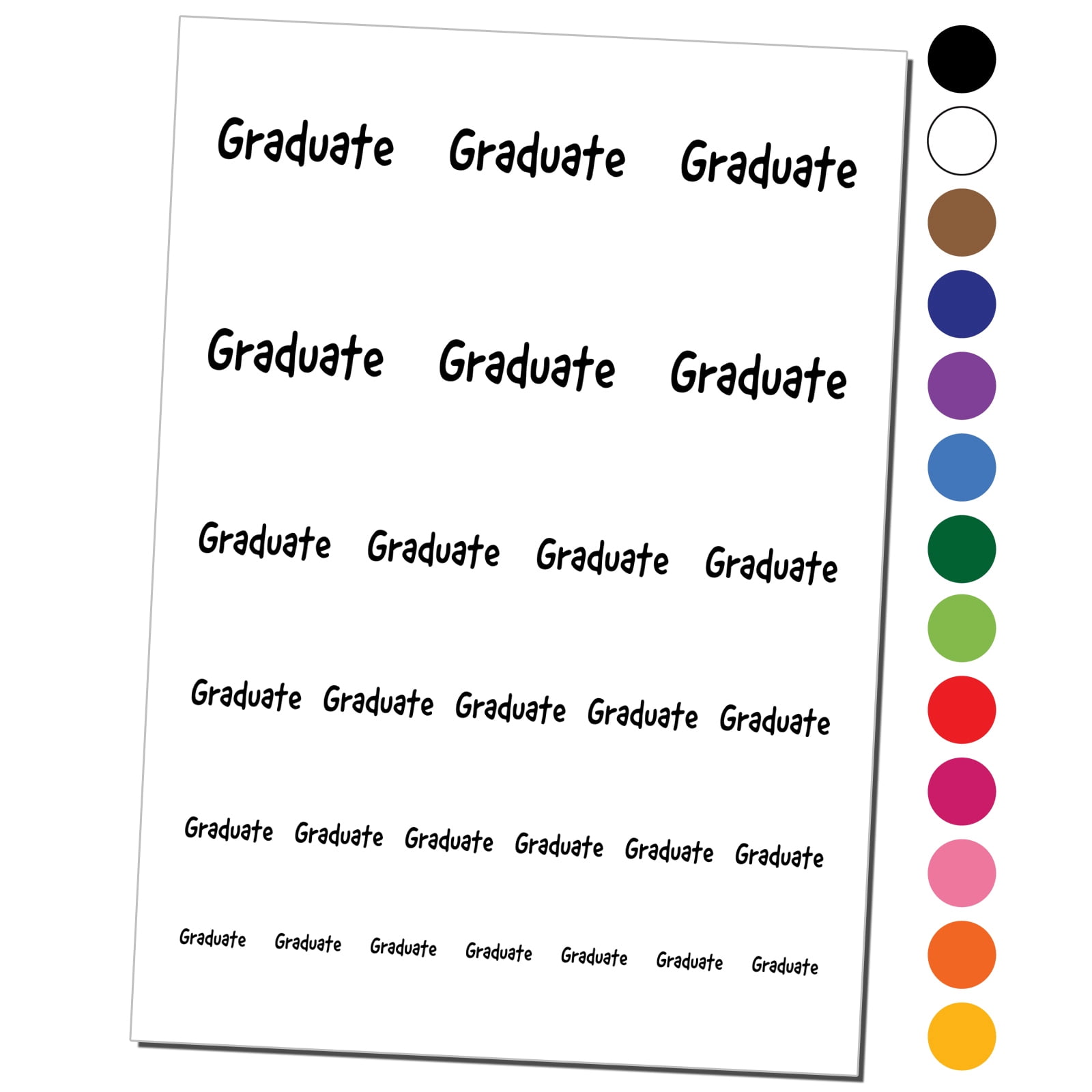 Graduate Fun Text Water Resistant Temporary Tattoo Set Fake Body Art ...