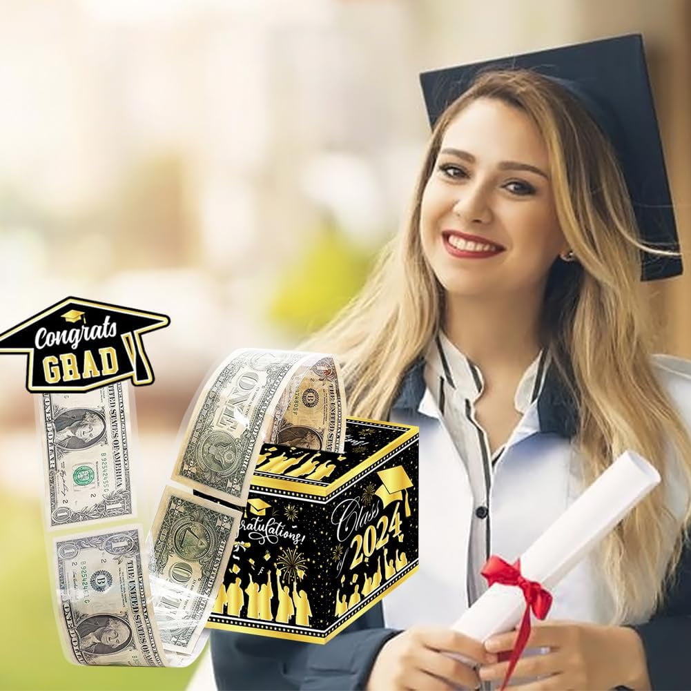 Graduate Money Box Cash Gift Pull, 2024 Graduation Money Box With Pull ...