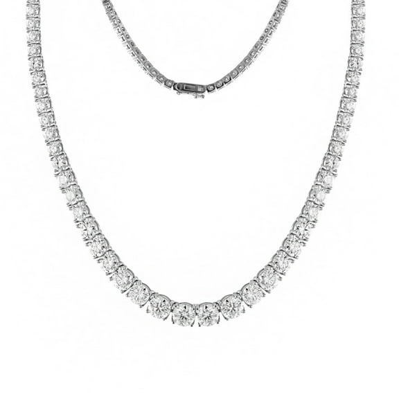 3-5MM Round Cut Moissanite Tennis Necklace for Lady 925 Sterling Silver ...