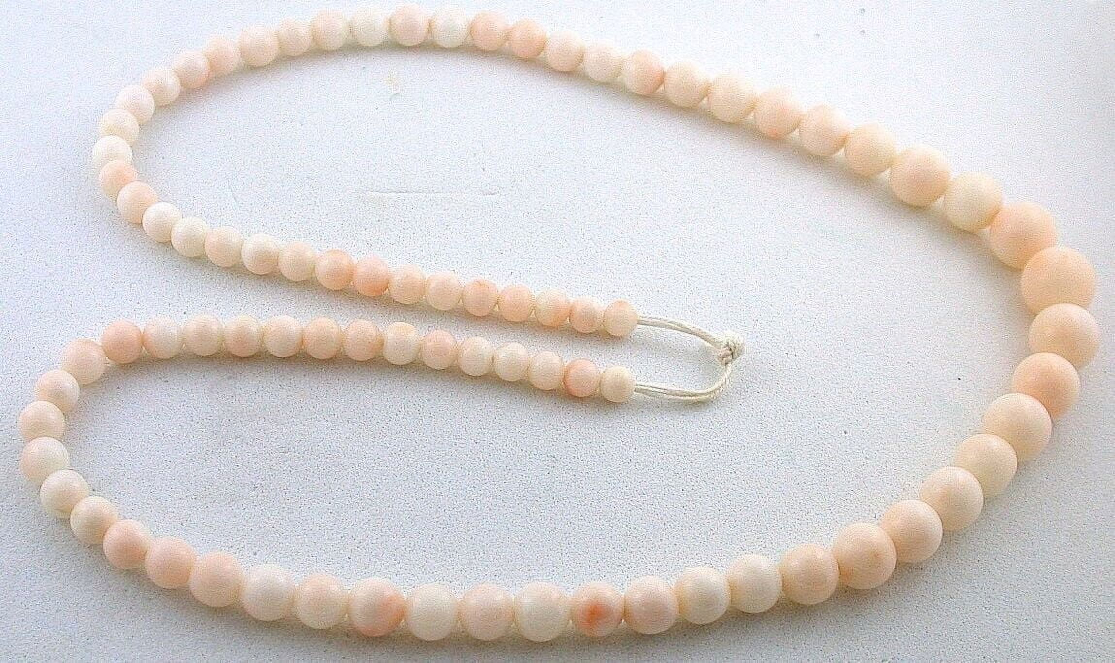 Graduated 4mm to 9mm Round Italian Angel Skin Coral 16 Inch Bead Strand ...