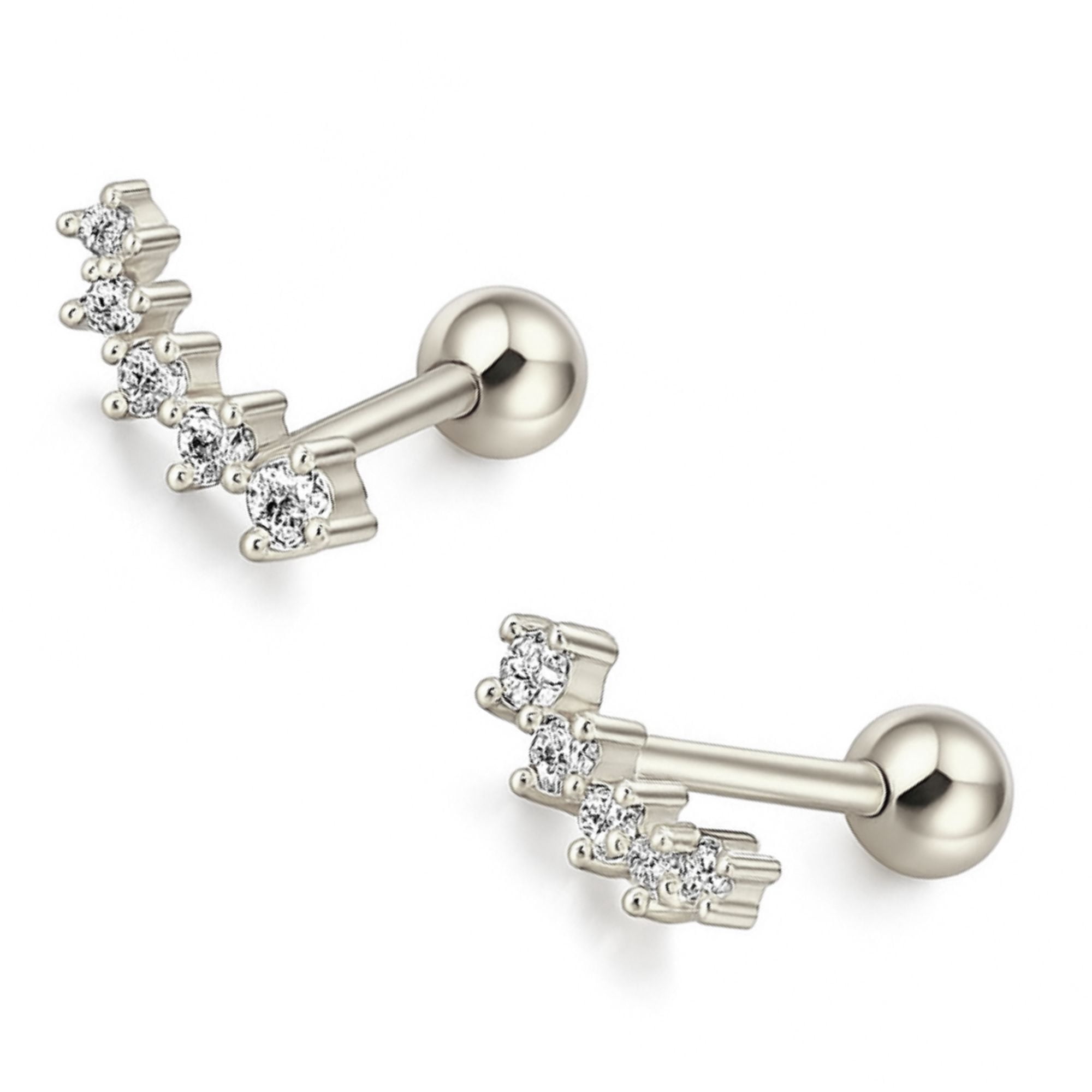 Graduated CZ Crawler Earrings for Women Sterling Silver 18G 8mm ...