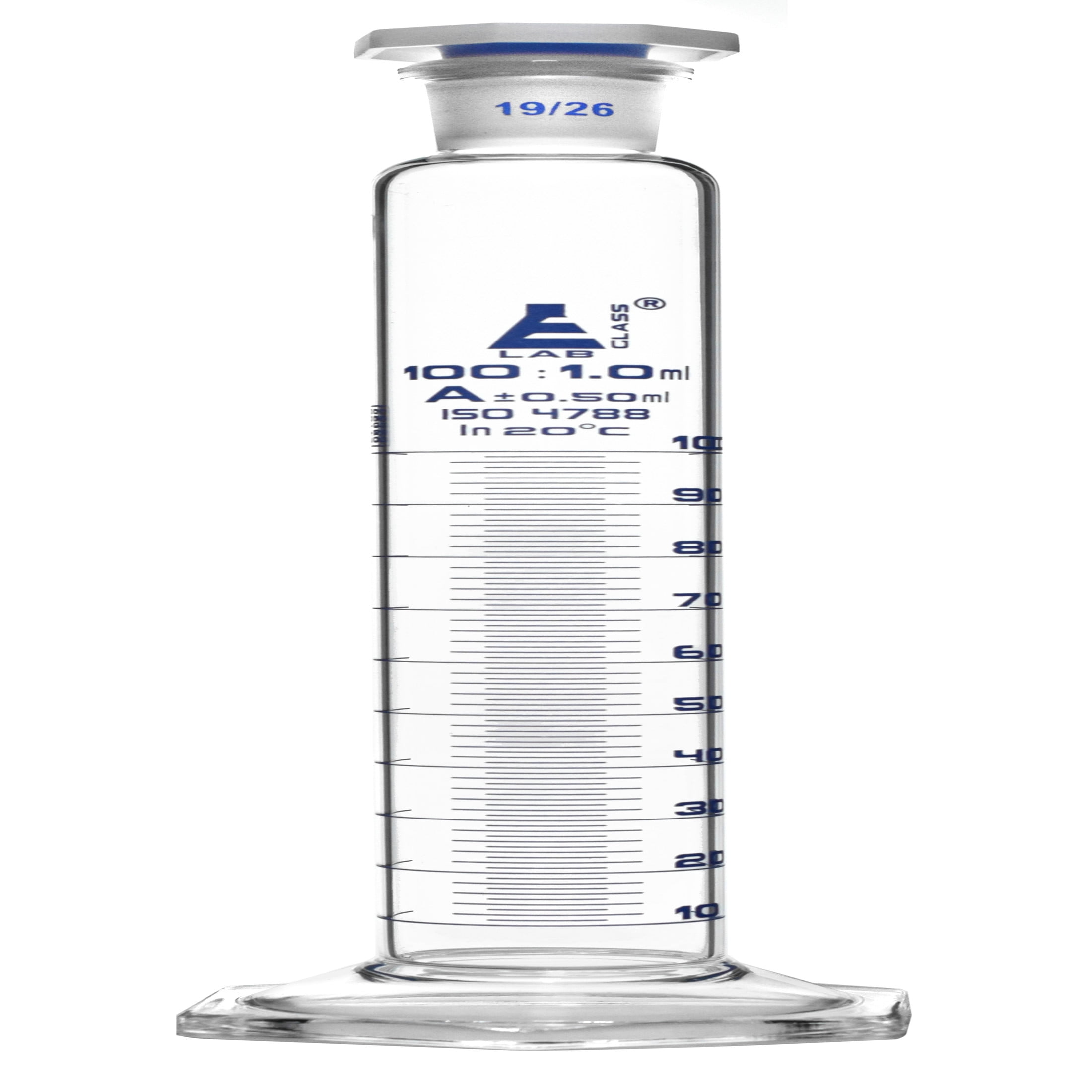 Graduated Cylinder, 100mL - Class Tolerance Â±0.50mL - 19/26 ...