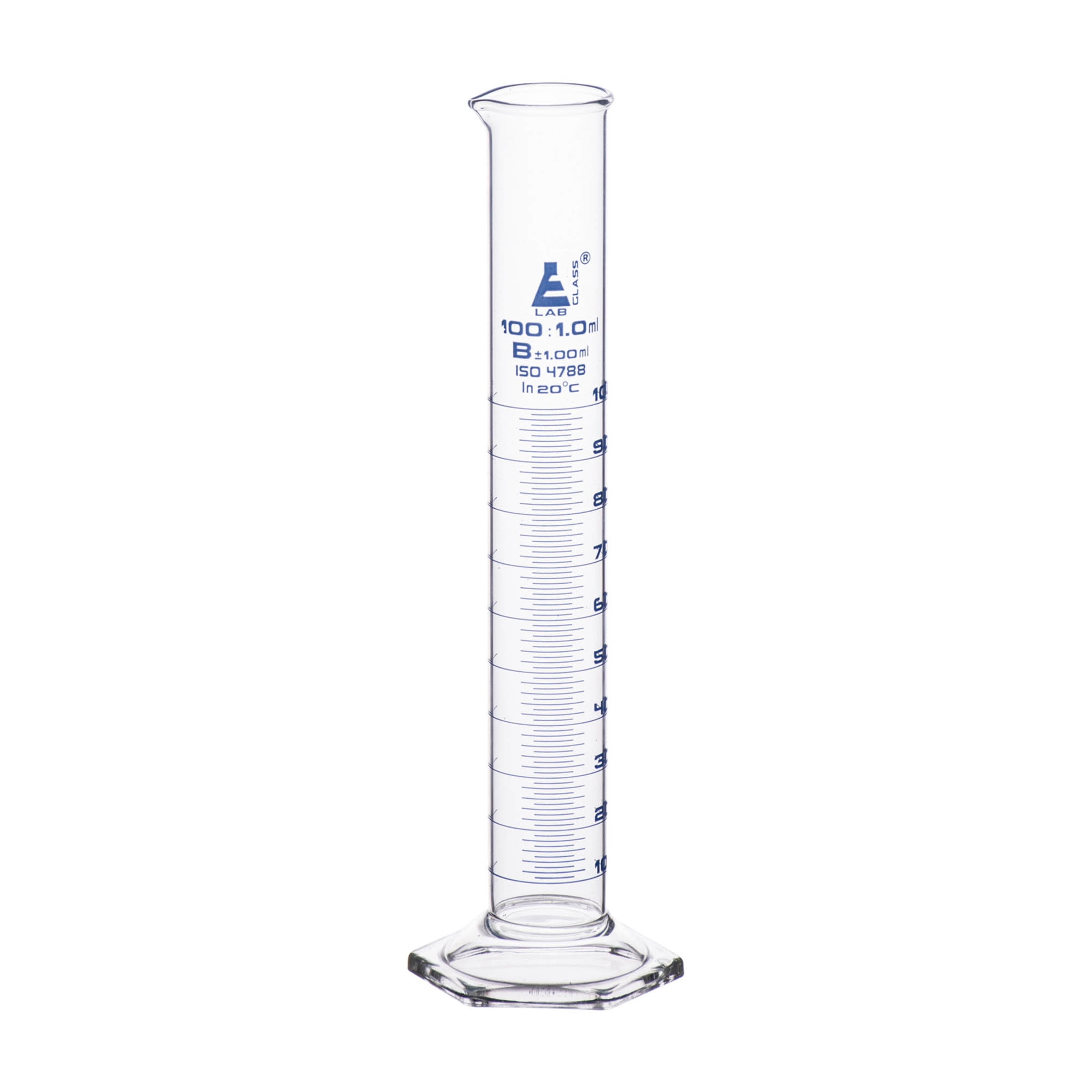 Graduated Cylinder, 100ml - Class B Tolerance ±1.00ml - Hexagonal Base ...