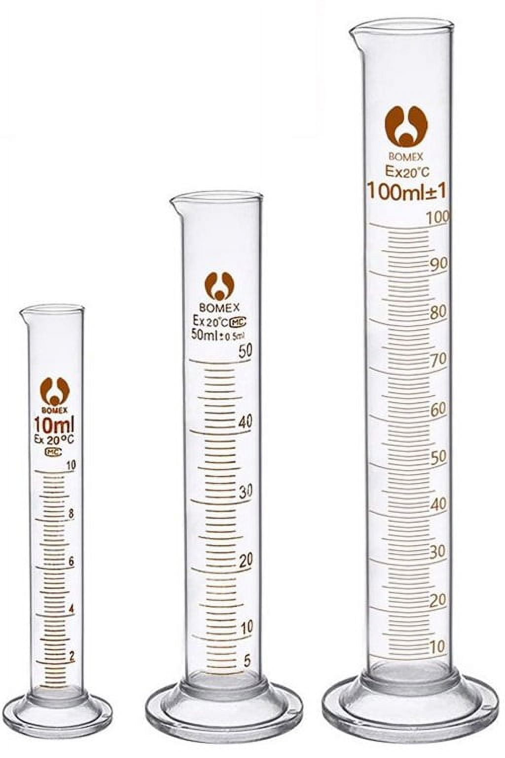 Graduated Cylinder 10mL, 50mL, 100mL (SET OF 3) Borosilicate Glass ...