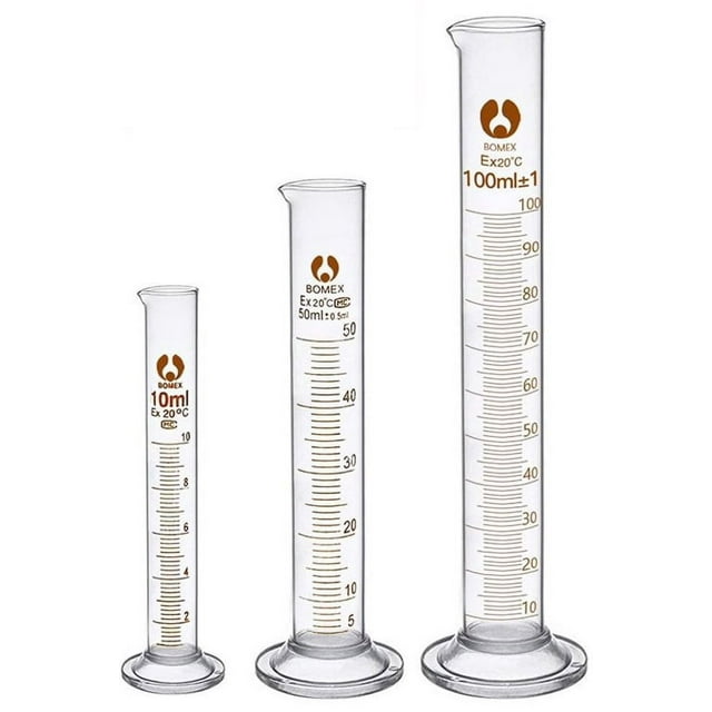 Graduated Cylinder 10mL, 50mL, 100mL (SET OF 3) Borosilicate Glass ...