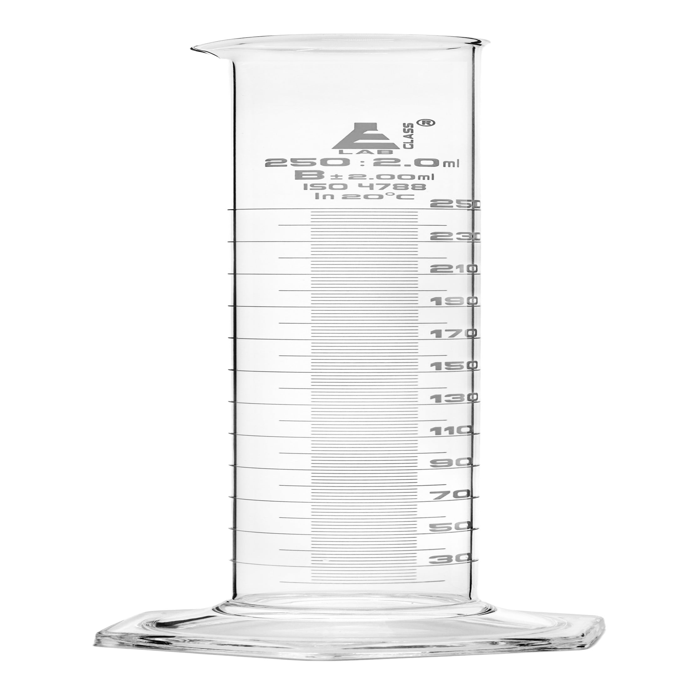 Graduated Cylinder, 250ml - Class B Tolerance ±2.00ml - Hexagonal Base ...