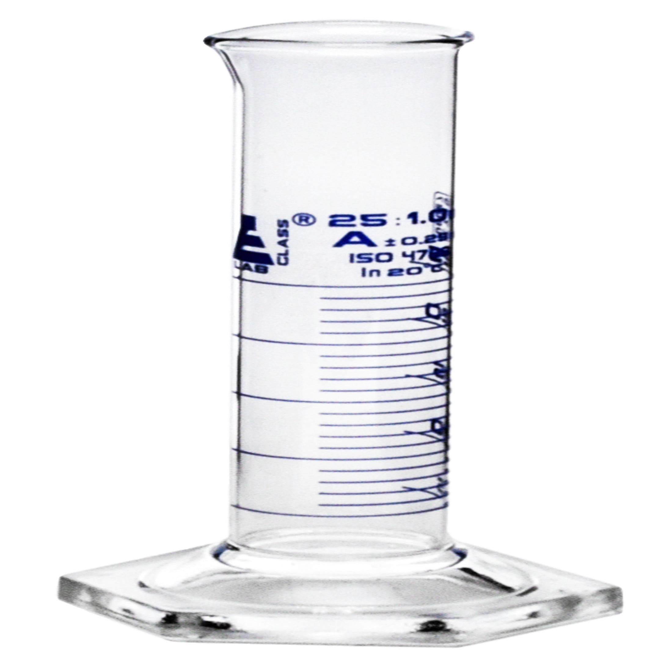 Graduated Cylinder, 25mL - Class A, Tolerance: ±1.00mL - Squat Form ...