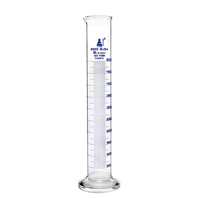 Graduated Cylinder, 500ml - Class B Tolerance ?5.00ml - Round Base ...