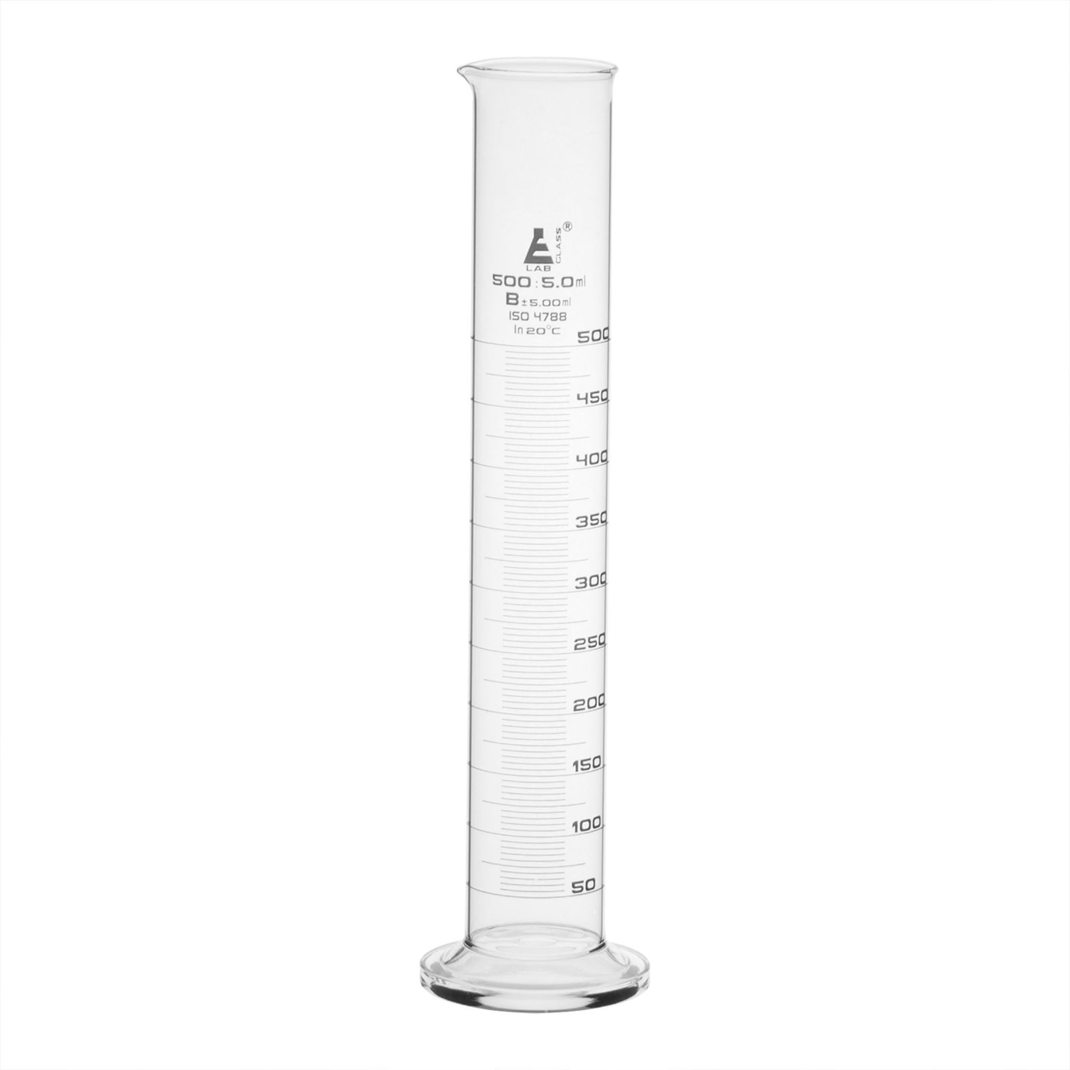 Graduated Cylinder, 500ml - Class B Tolerance ±5.00ml - Round Base ...