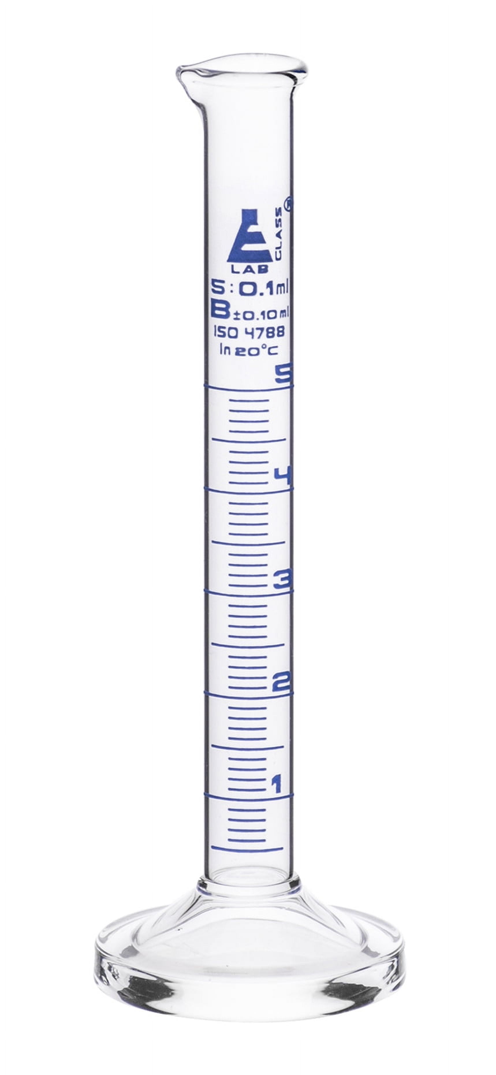 Graduated Cylinder, 5ml - Class B Tolerance ?0.10ml - Round Base - Blue ...