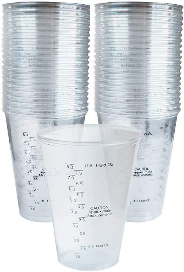 Graduated Disposable Ultra Clear Plastic Measuring Cups, 8oz/240ml ...