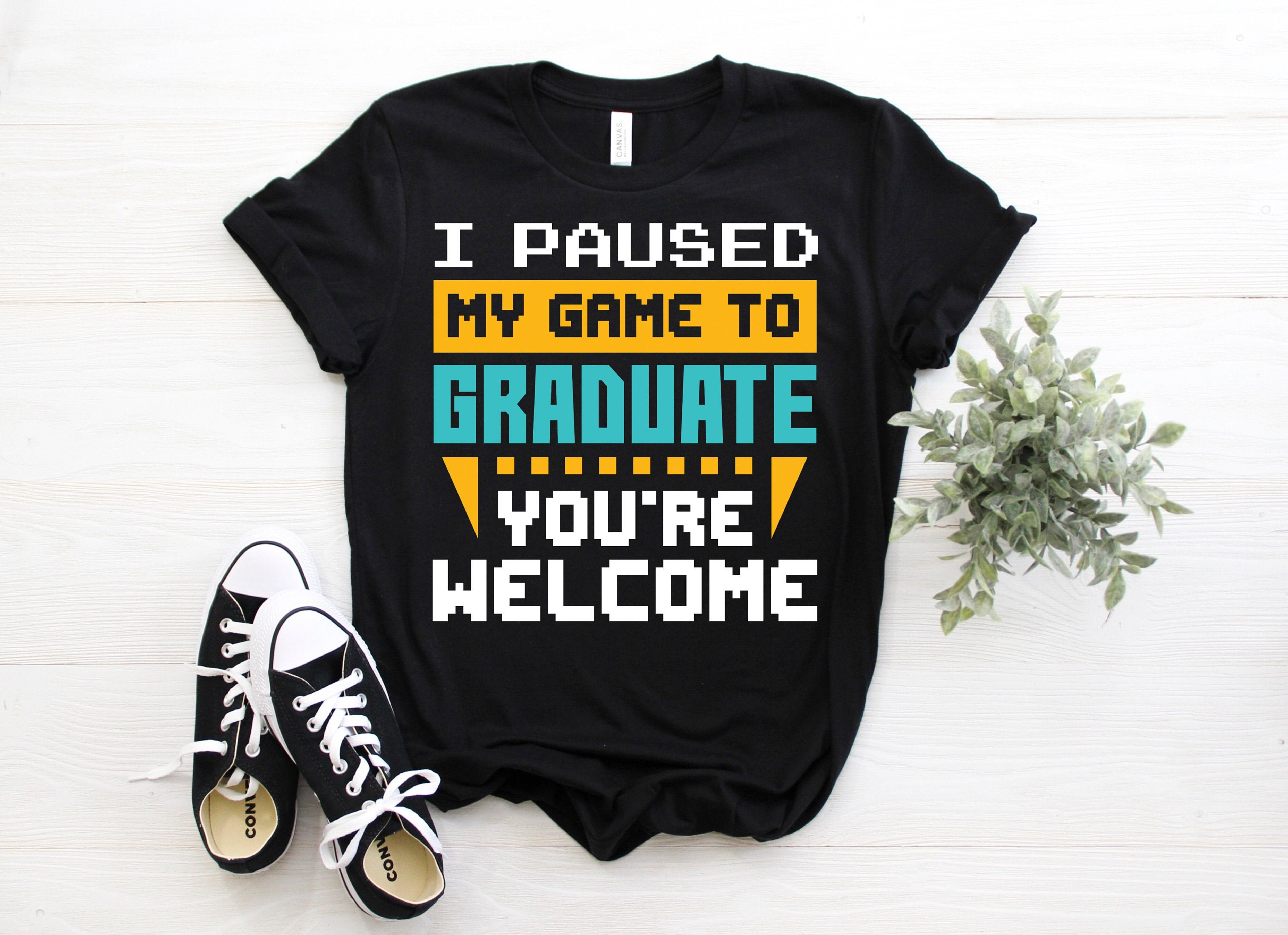 Graduated Gaming Graduation Funny Gamer T-Shirt, Playing Video Games ...