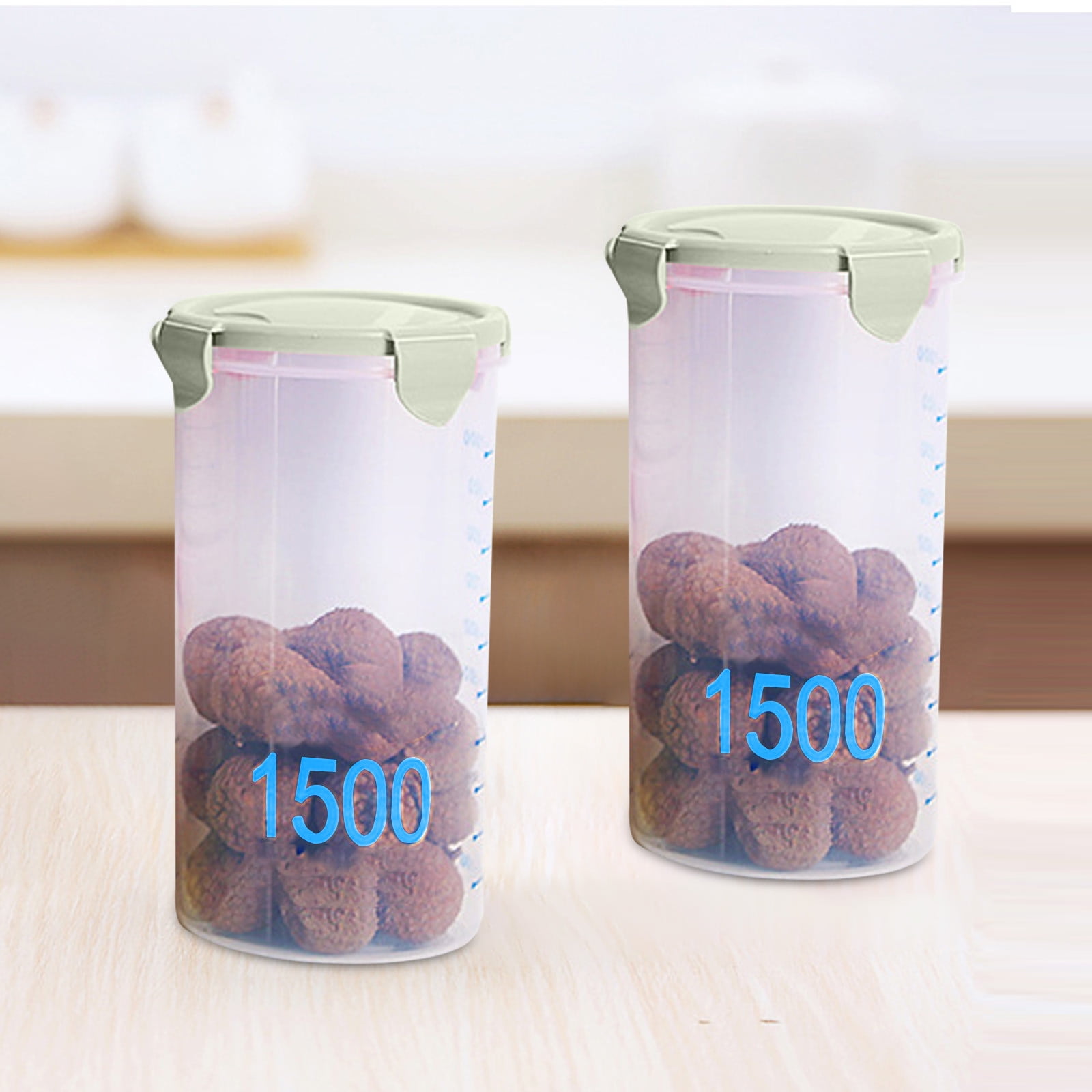 Graduated Round Storage Jars with Lids - 4-Piece Set, Plastic Kitchen ...