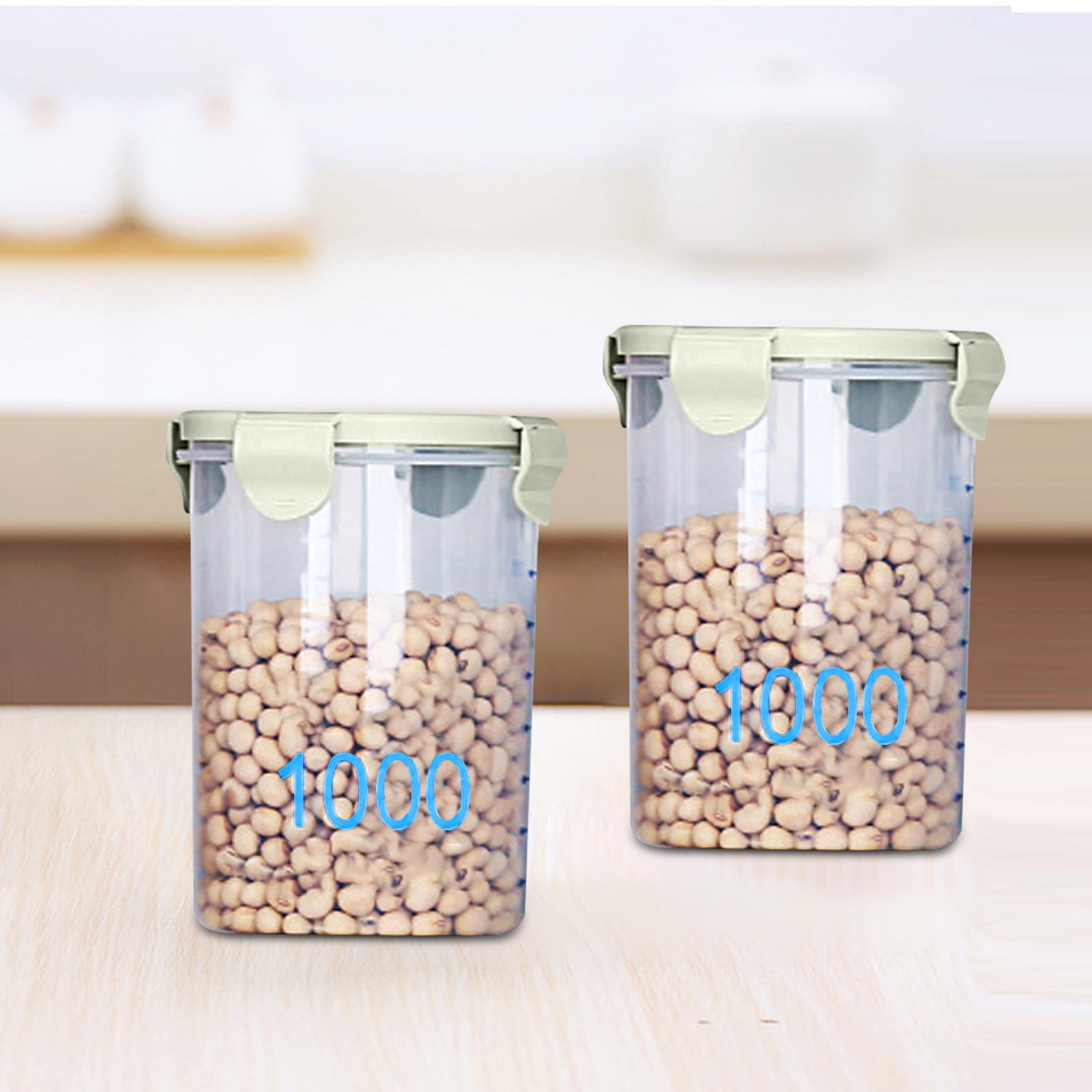 Graduated Round Storage Jars, PP Plastic Sealing Containers with Lids ...