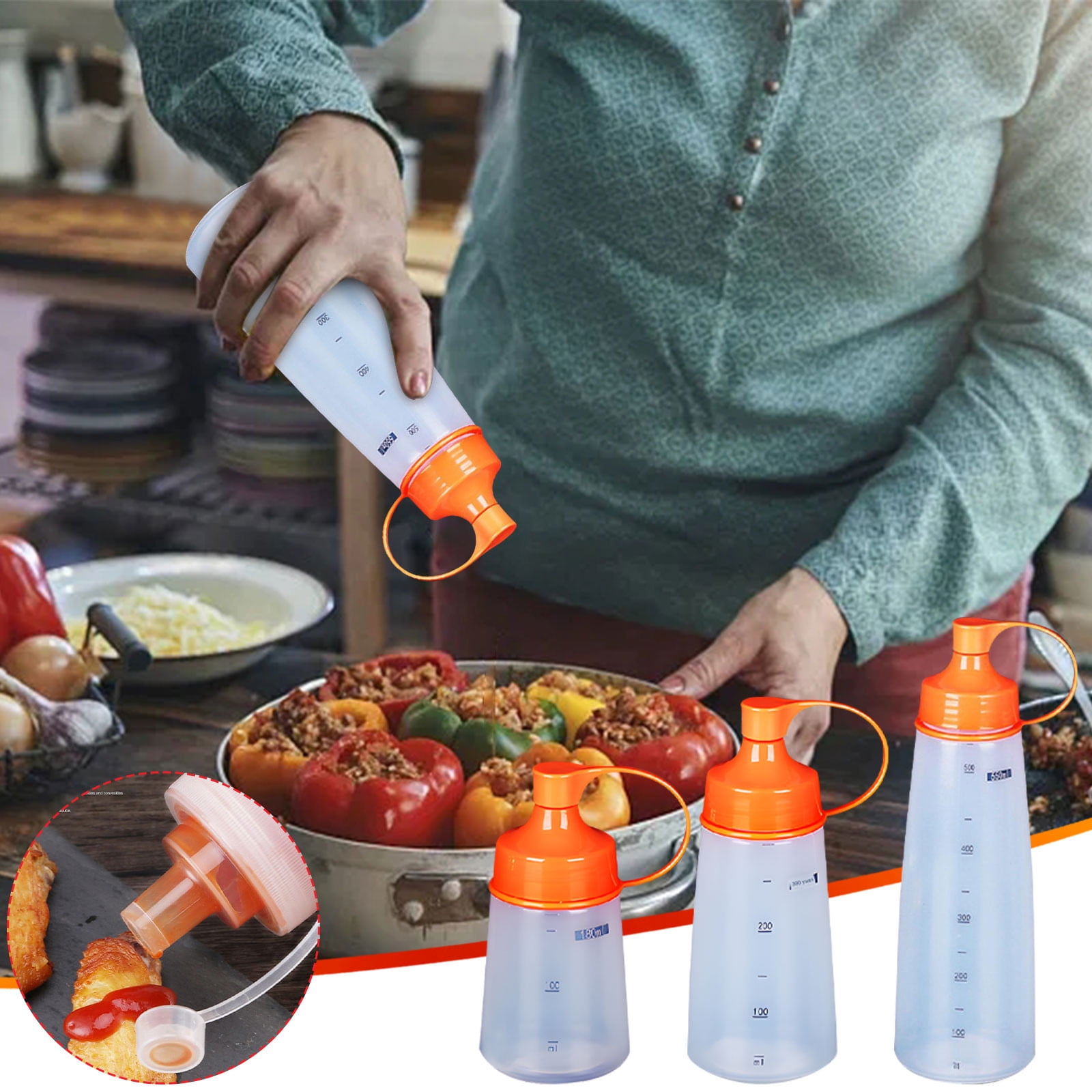 Graduated Squeeze Bottle, Plastic Salad Dressing Pot, Kitchen Oil ...