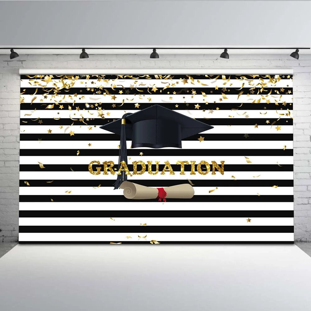 Graduation 2024 Backdrops for Photography White and Black Stripe ...