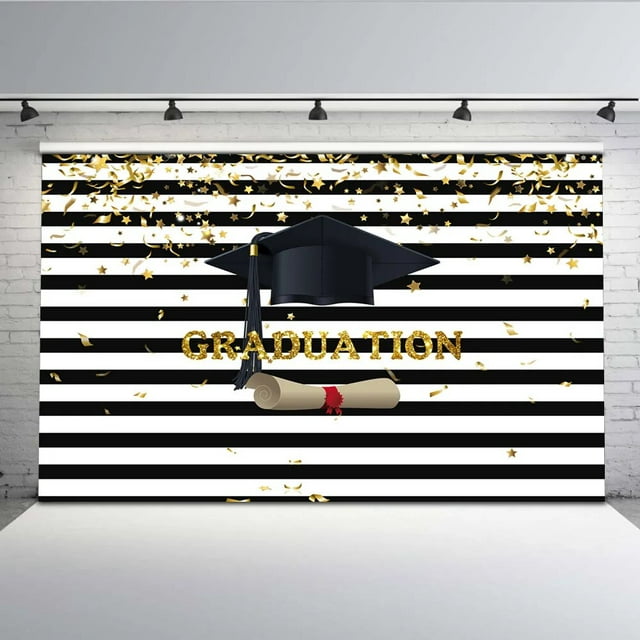 Graduation 2024 Backdrops for Photography White and Black Stripe ...