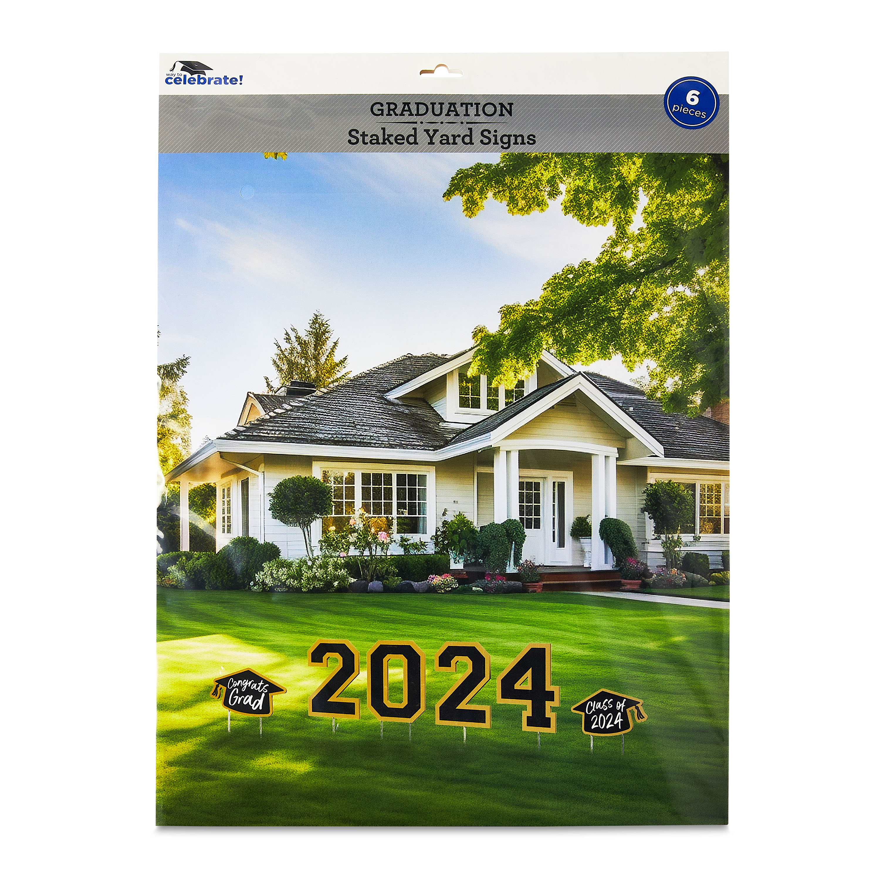 Graduation 2024 Black & Gold Staked Yard Signs, 6 Pieces, by Way To ...