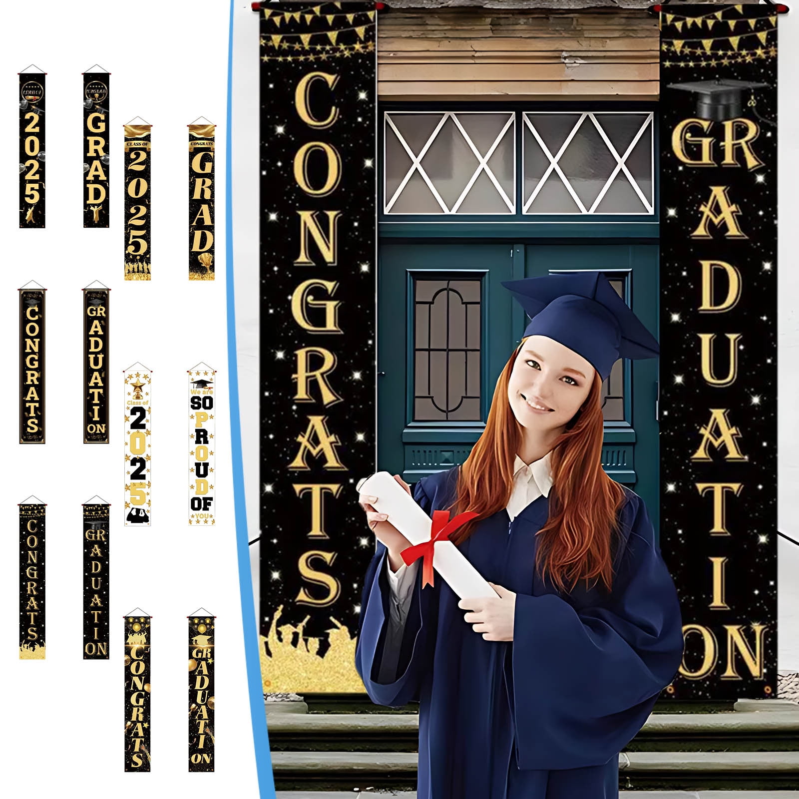Graduation 2025 Banner, Porch Door Welcome Sign, Durable Vinyl Material ...