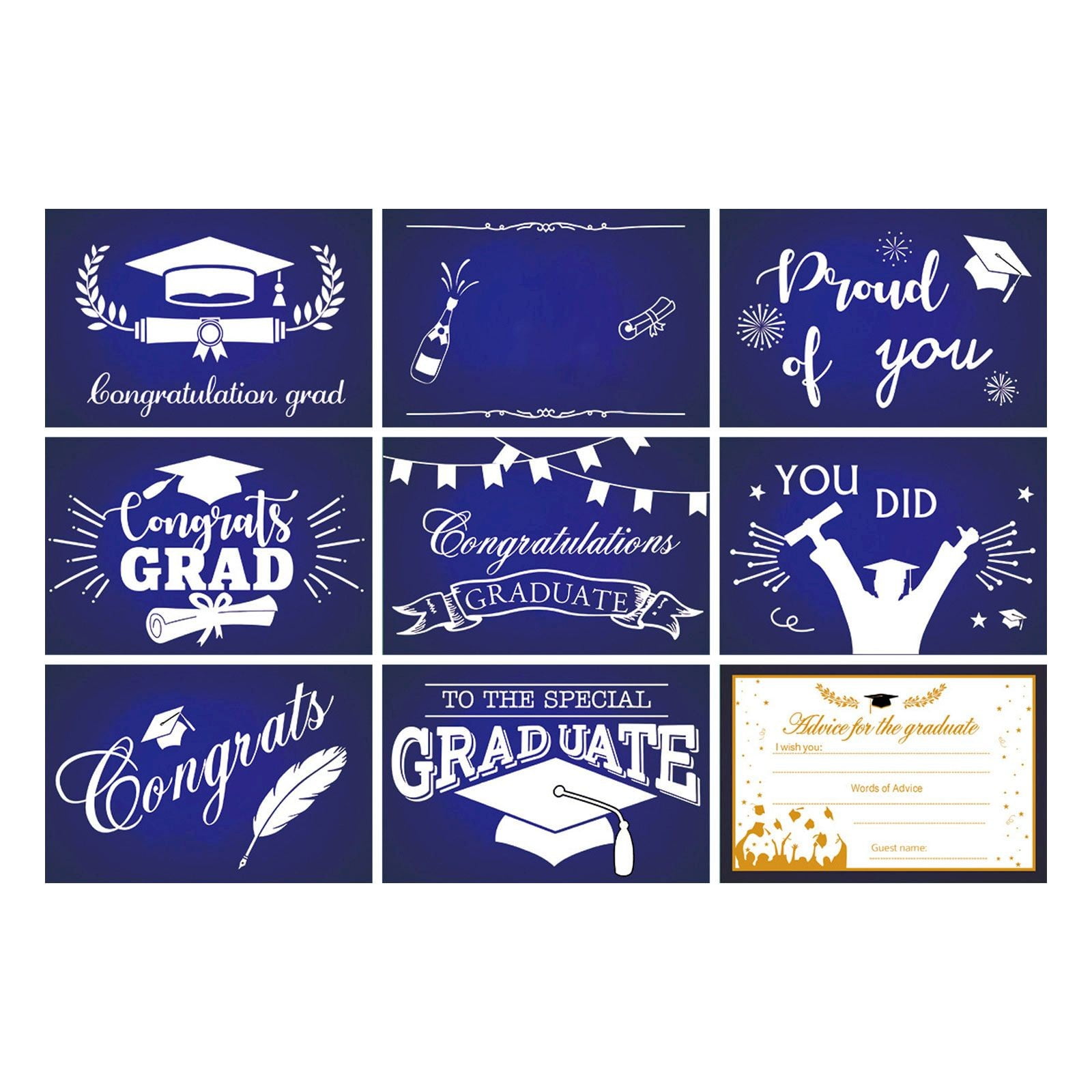 Graduation Advice Cards 2025 Pack Of 8 | Black And Gold Advice For The ...