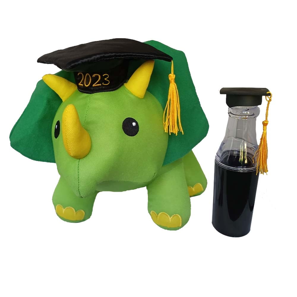 Graduation Autograph Plush Dinosaur - Grad Cap Water Bottle - Gift for ...