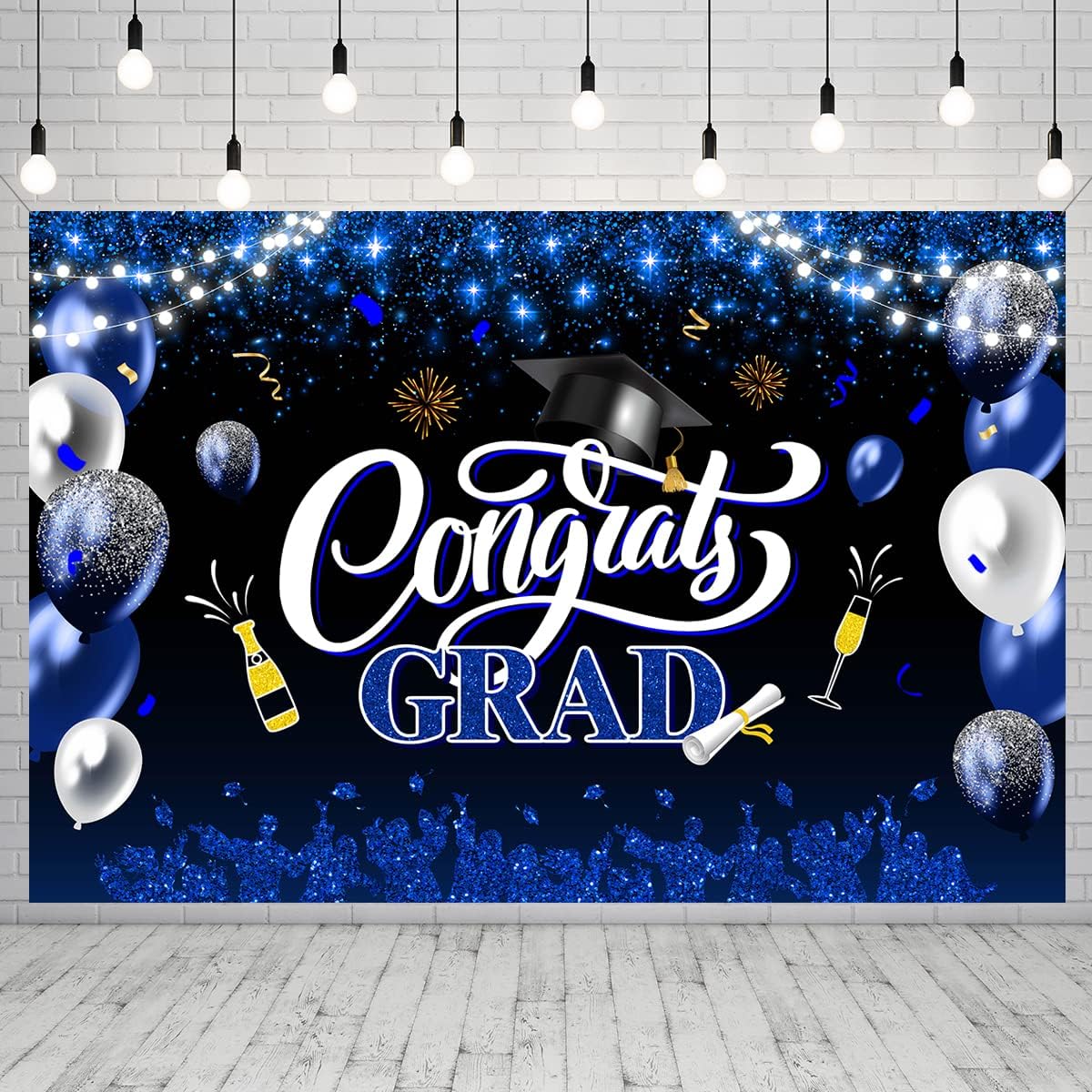 Graduation Backdrop-2023 Graduation Decorations Blue Congrats Grad ...