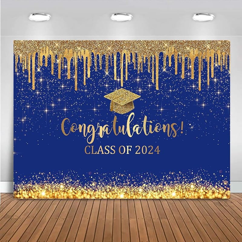 Graduation Backdrop 2024 Black and Gold Graduation Decorations Class of ...