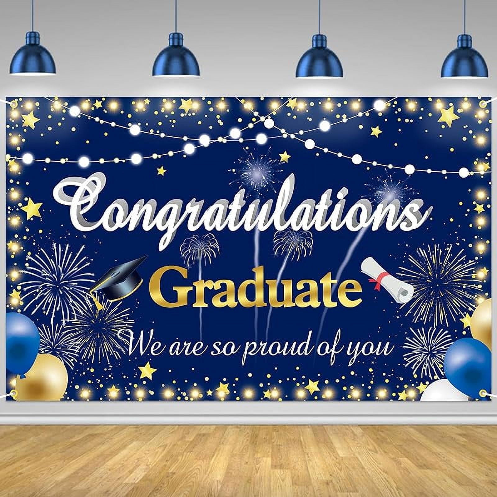 Graduation Backdrop 2024 Congrats Grad Banner Black Gold Graduation ...