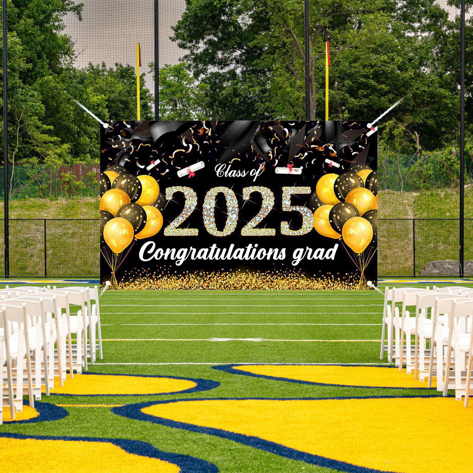 Graduation Backdrop 2025, 6x3.6 ft Large Graduation Banner Hanging ...