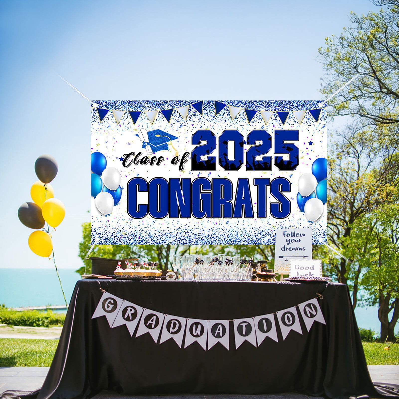 Graduation Backdrop 2025, 6x3.6 ft Large Graduation Banner Hanging ...