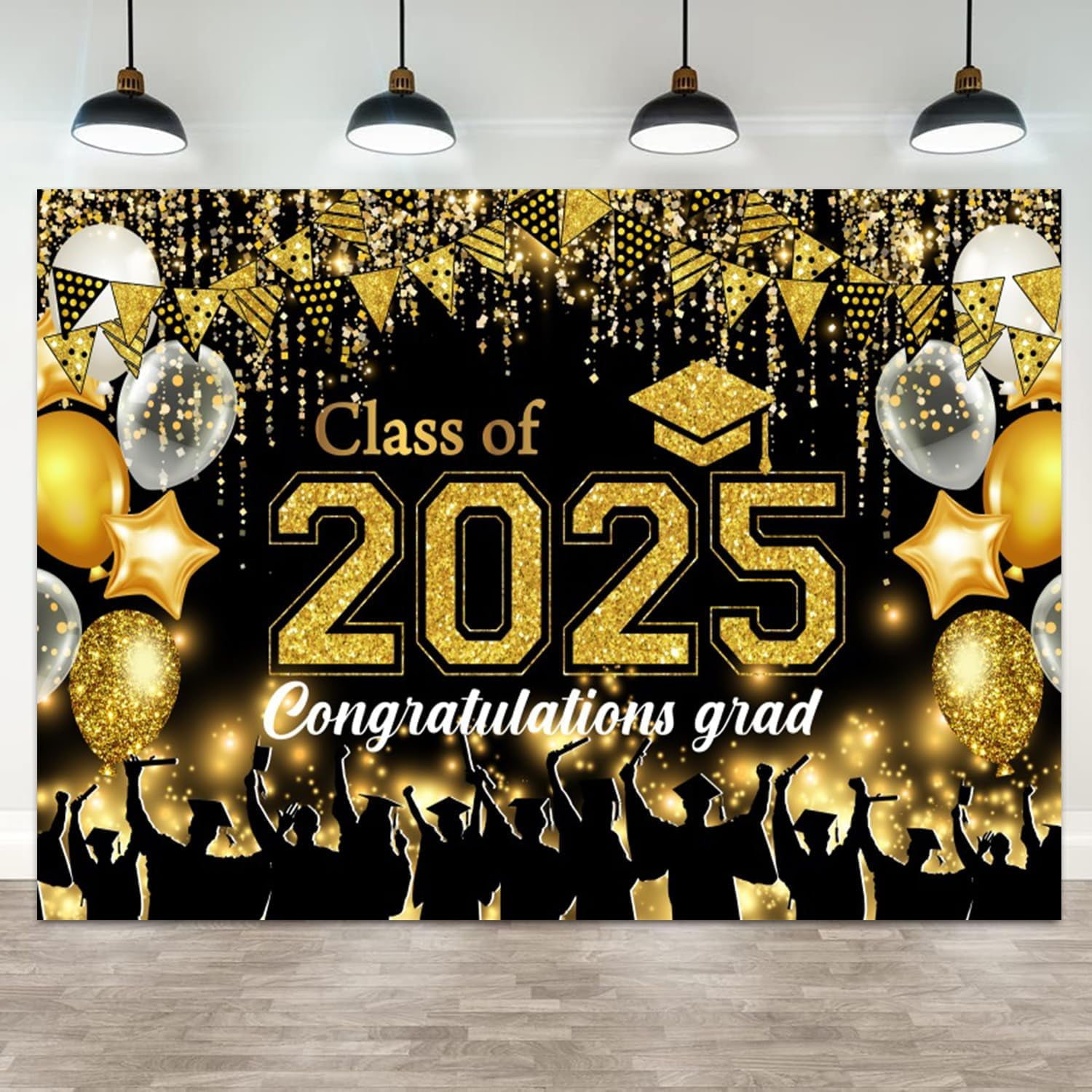 Graduation Backdrop 2025 Black Gold Graduation Prom Photography ...