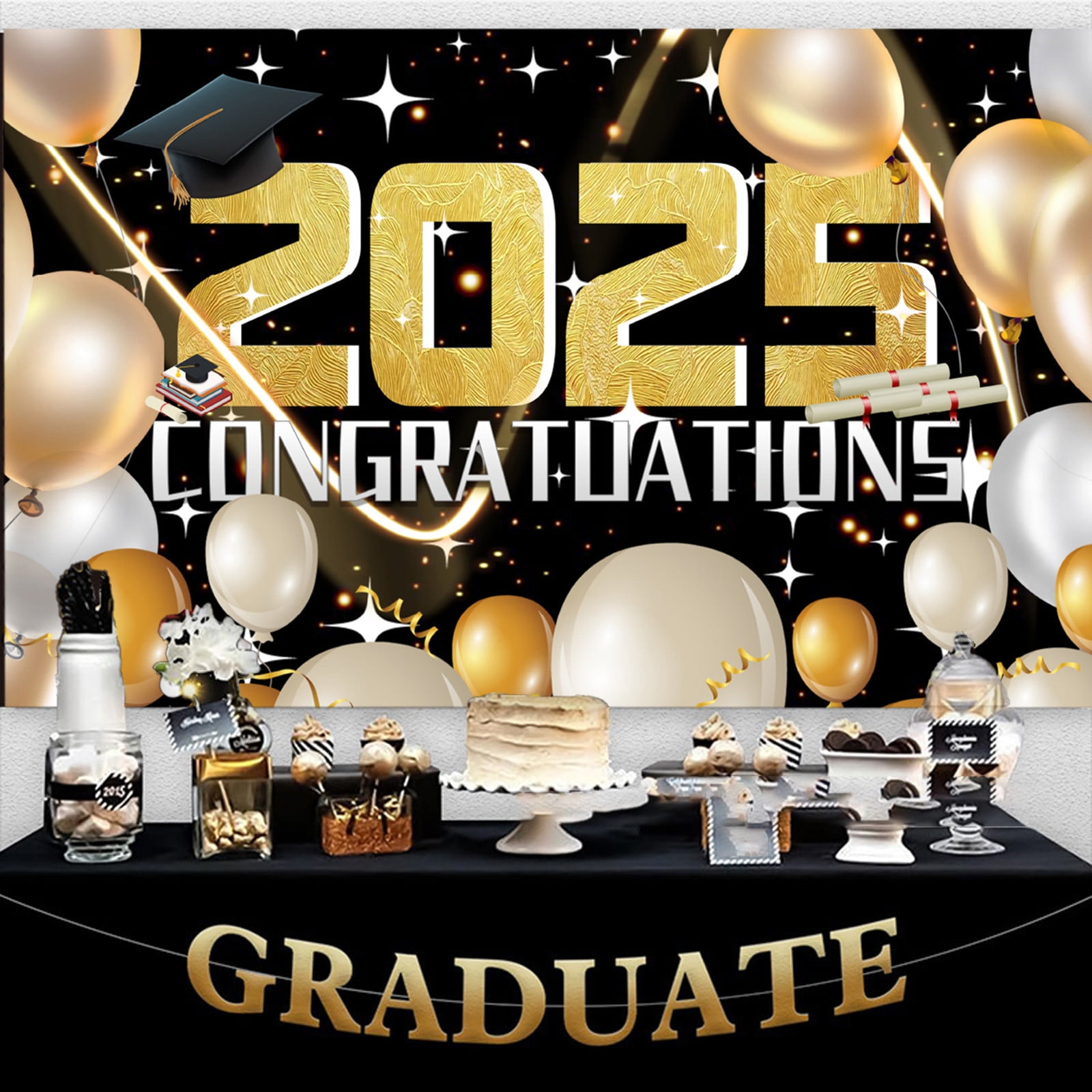 Graduation Backdrop, 2025 Graduation Decorations,Graduates Party ...