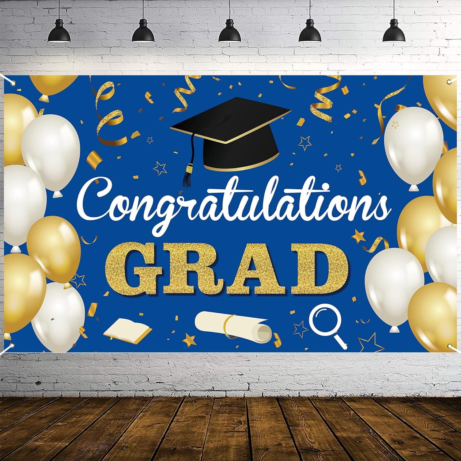 Graduation Backdrop Banner 2024 Blue Congratulations Graduation ...