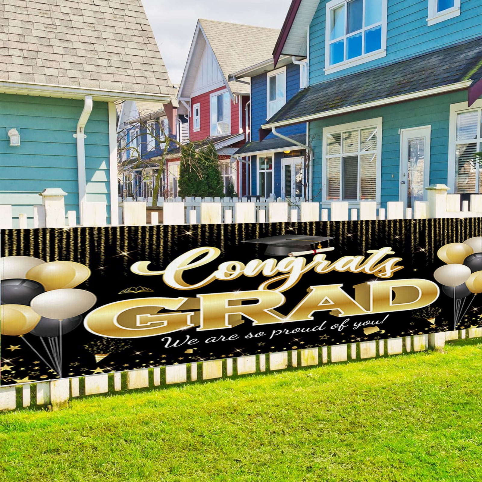 Graduation Backdrop Banner Blue Large Congrats Grad Party Supplies ...